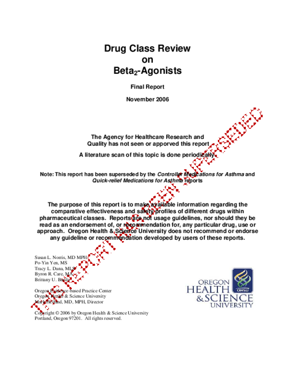 (PDF) Drug Class Review on Beta 2 -Agonists Final Report