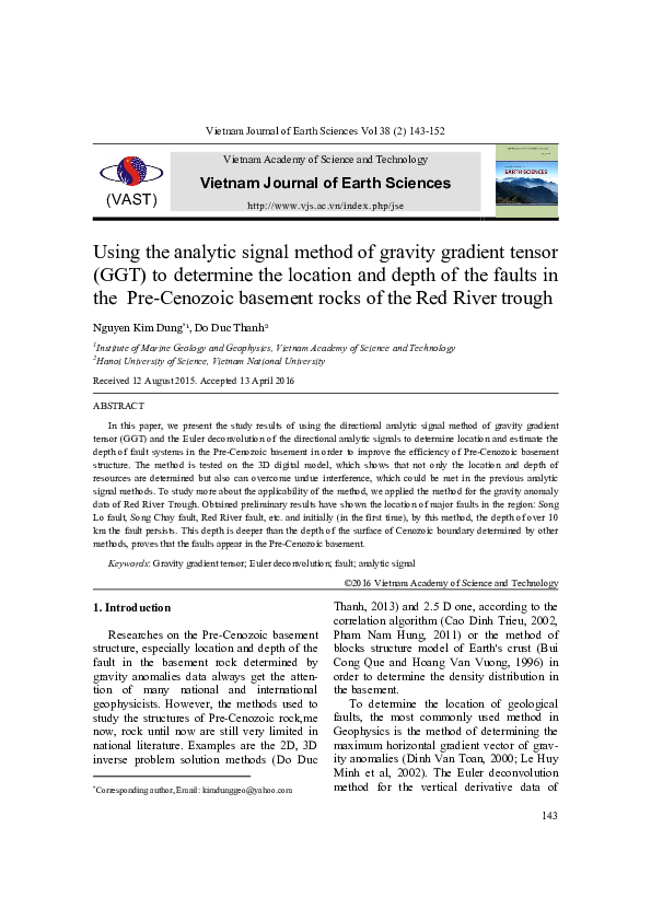Pdf Using The Analytic Signal Method Of Gravity Gradient Tensor Ggt
