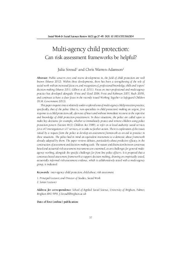 (PDF) Multi-agency child protection