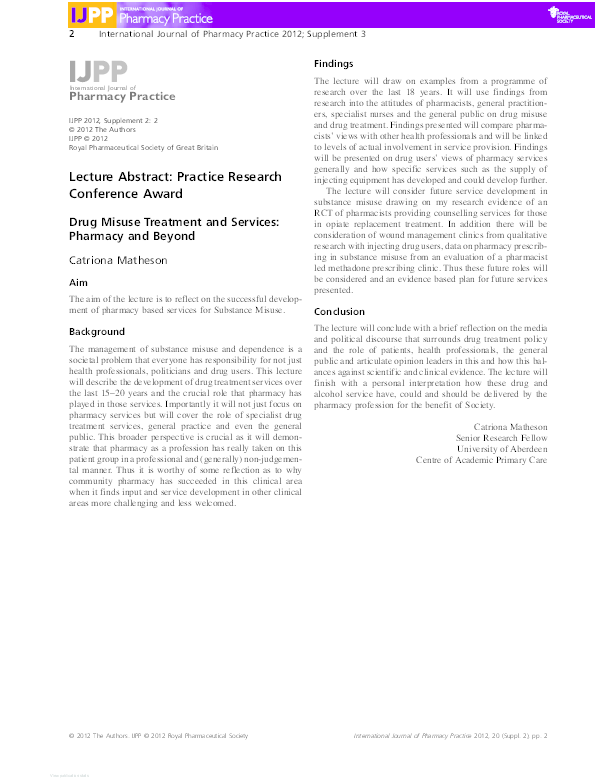 (PDF) Lecture Abstract: Practice Research Conference Award