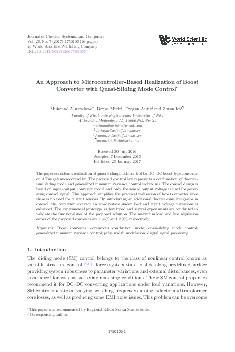 Pdf An Approach To Microcontroller Based Realization Of Boost