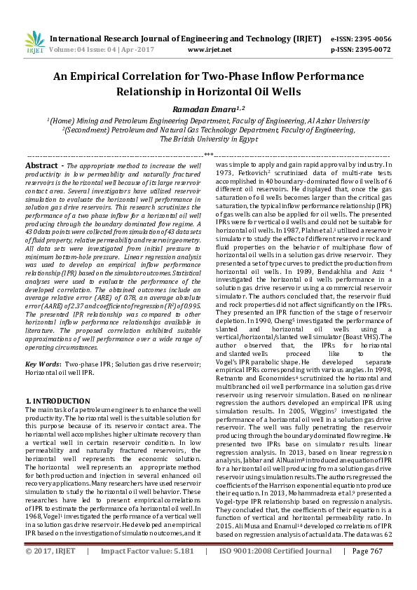 (PDF) An Empirical Correlation for Two-Phase Inflow Performance ...