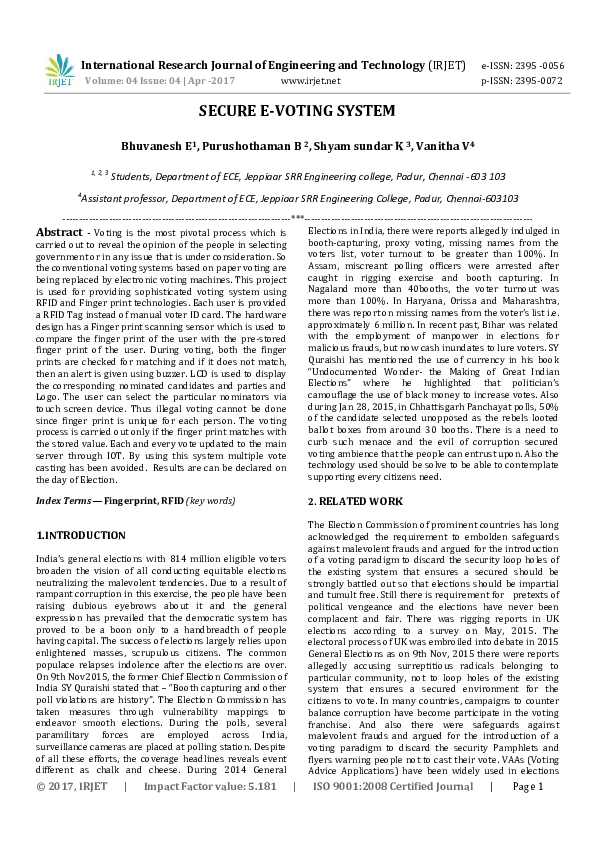 (PDF) SECURE E-VOTING SYSTEM