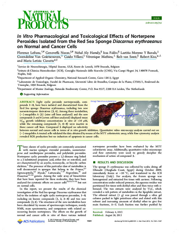 (PDF) In Vitro Pharmacological and Toxicological Effects of Norterpene Peroxides Isolated from ...