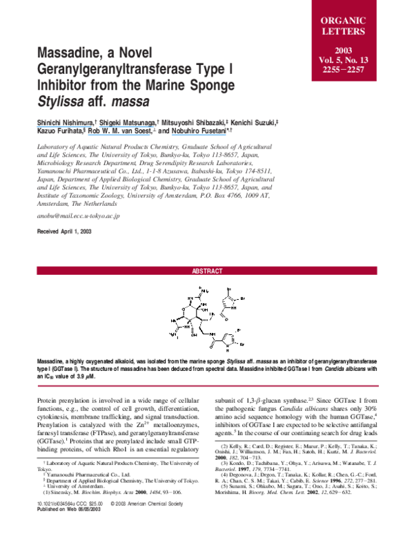 (PDF) Massadine, a Novel Geranylgeranyltransferase Type I Inhibitor ...