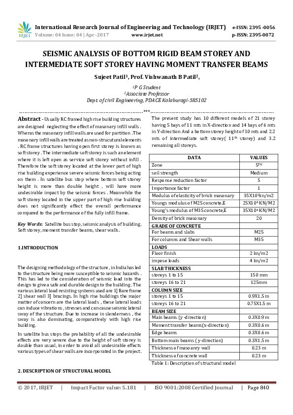 (PDF) SEISMIC ANALYSIS OF BOTTOM RIGID BEAM STOREY AND INTERMEDIATE ...