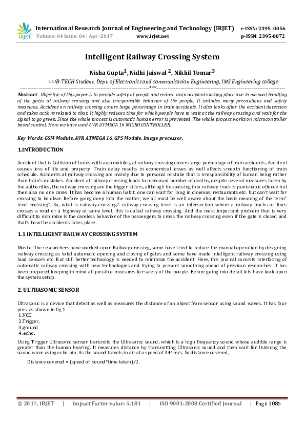 (PDF) Intelligent Railway Crossing System