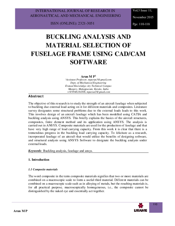 (PDF) BUCKLING ANALYSIS AND MATERIAL SELECTION OF FUSELAGE FRAME USING ...