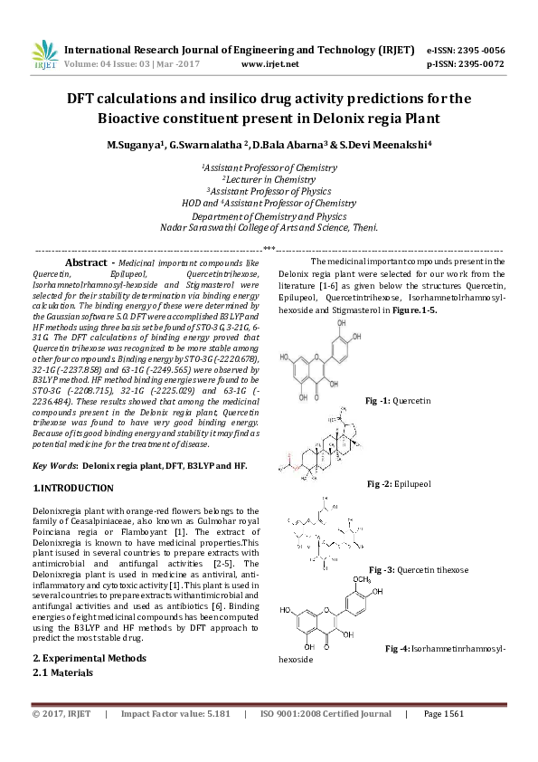 (PDF) DFT calculations and insilico drug activity predictions for the ...