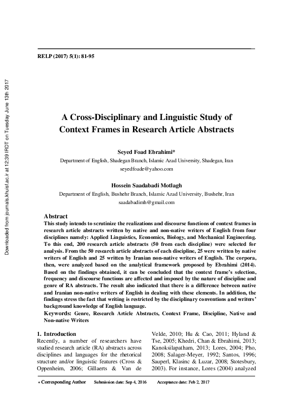 (PDF) A Cross-Disciplinary and Linguistic A Cross-Disciplinary and ...