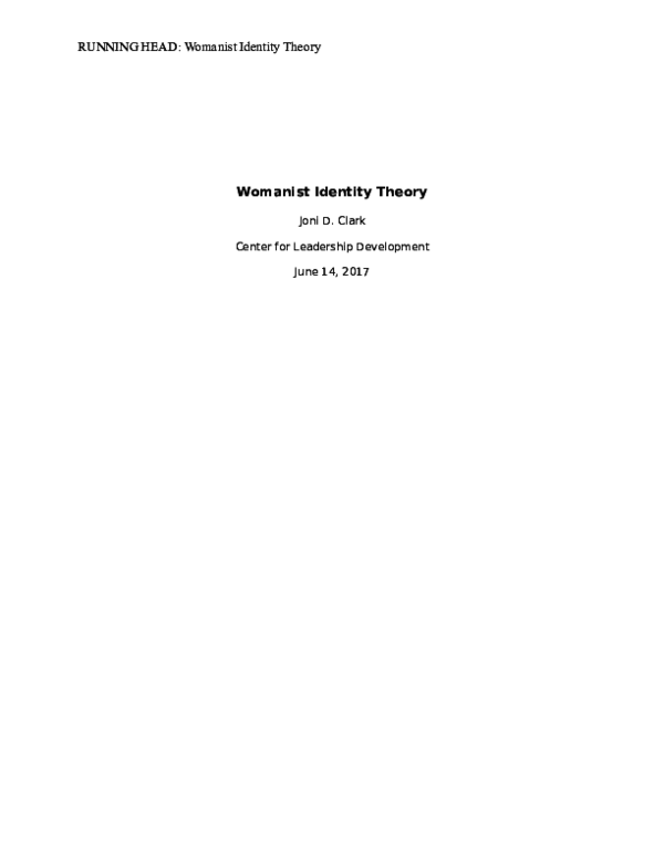 (DOC) Womanist Identity Theory