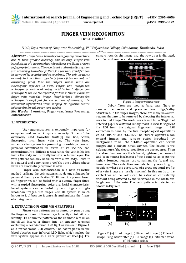 (PDF) FINGER VEIN RECOGNITION