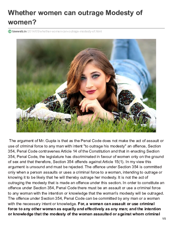 (PDF) Whether women can outrage Modesty of women