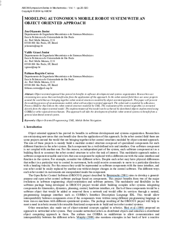Pdf Modeling Autonomous Mobile Robot System With An Object Oriented