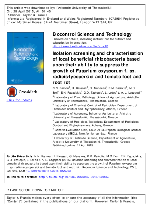 (PDF) Isolation screening and characterisation of local beneficial ...