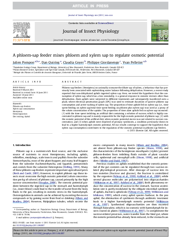 (PDF) A phloem-sap feeder mixes phloem and xylem sap to regulate ...