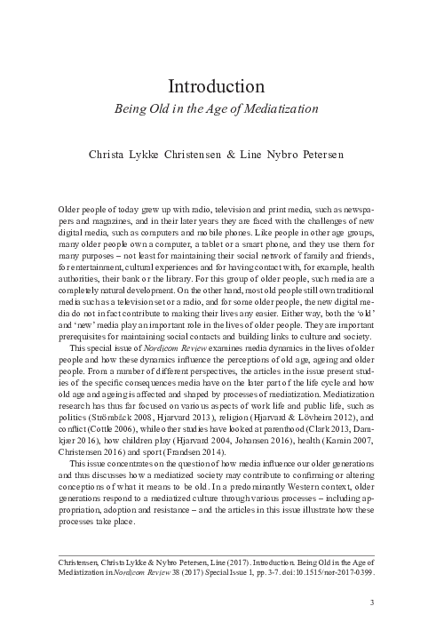 (PDF) Introduction. Being Old in the Age of Mediatization
