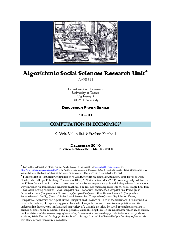 (PDF) Computation as economics