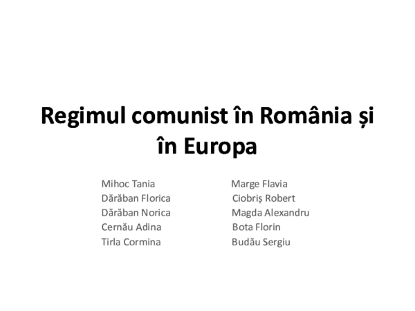 (PPT) Regimul comunist în România și în Europa