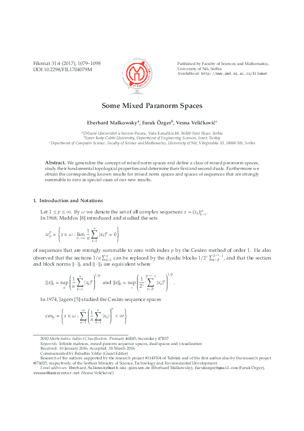 Pdf Some Mixed Paranorm Spaces