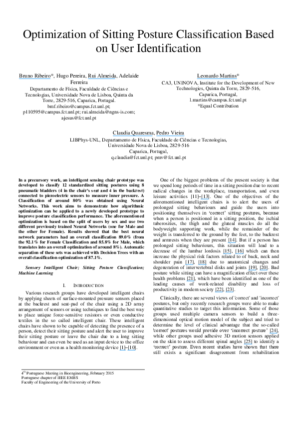 Pdf Optimization Of Sitting Posture Classification Based On User Identification