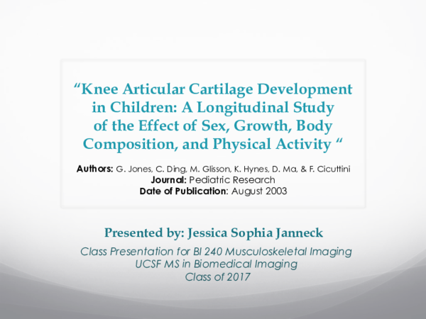 (PDF) "Knee Articular Cartilage Development in Children: A Longitudinal ...