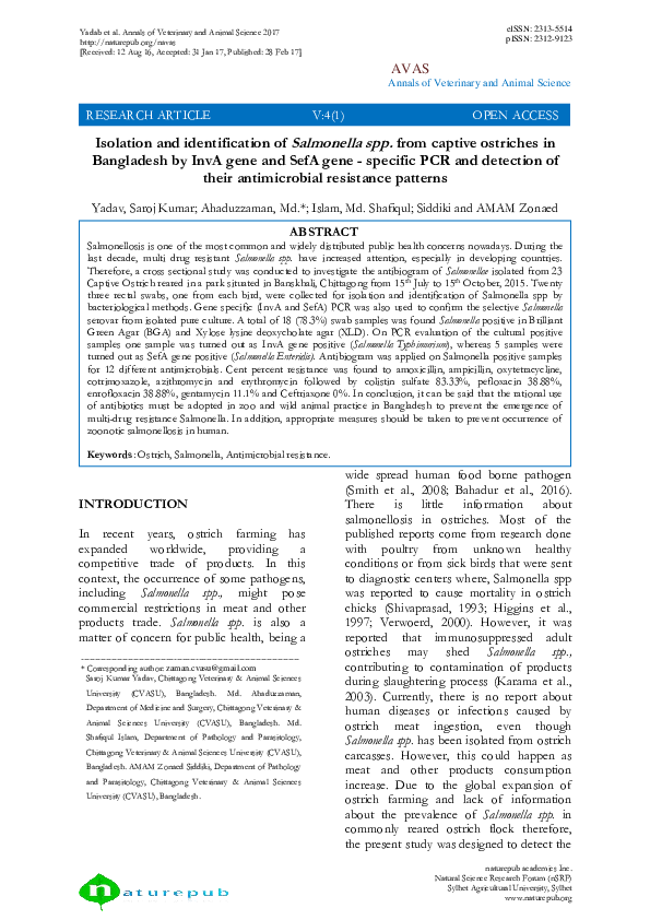 (PDF) Isolation and identification of Salmonella spp. from captive ...