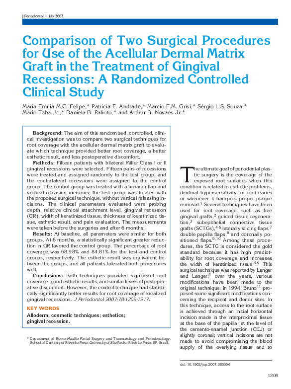 (PDF) Comparison of Two Surgical Procedures for Use of the Acellular ...