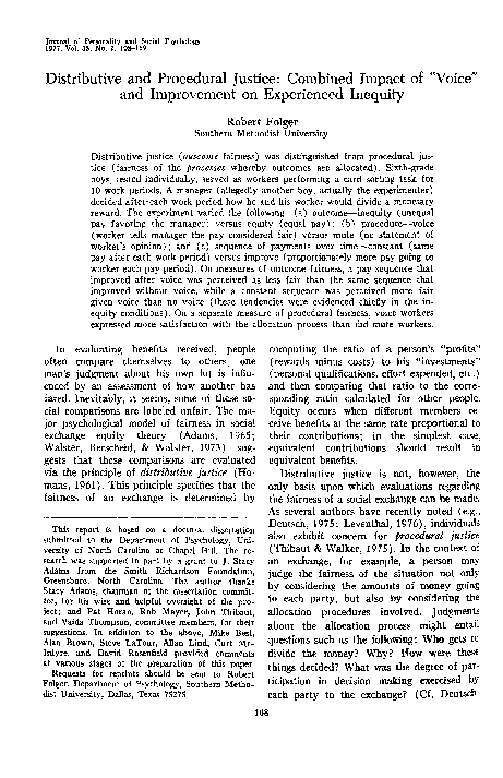 (PDF) Distributive and Procedural Justice: Combined Impact of "Voice ...