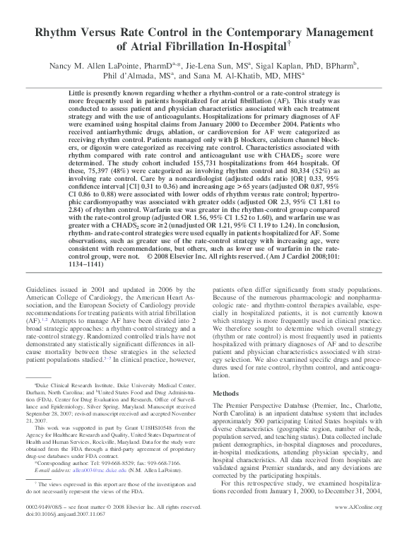 (PDF) Rhythm Versus Rate Control in the Contemporary Management of ...