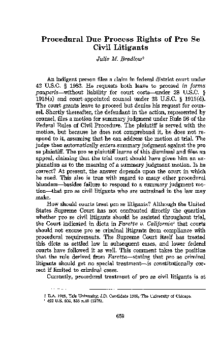 (PDF) Procedural Due Process Rights of Pro Se Civil Litigants