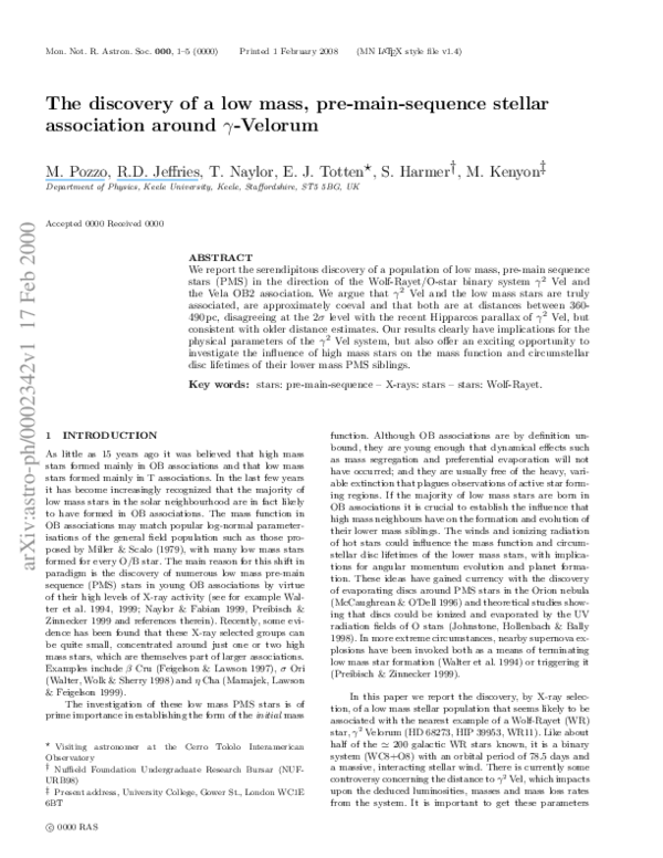 (PDF) The discovery of a low-mass, pre-main-sequence stellar ...