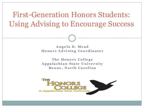(PPT) First-Generation Honors Students: Using Advising to Encourage ...