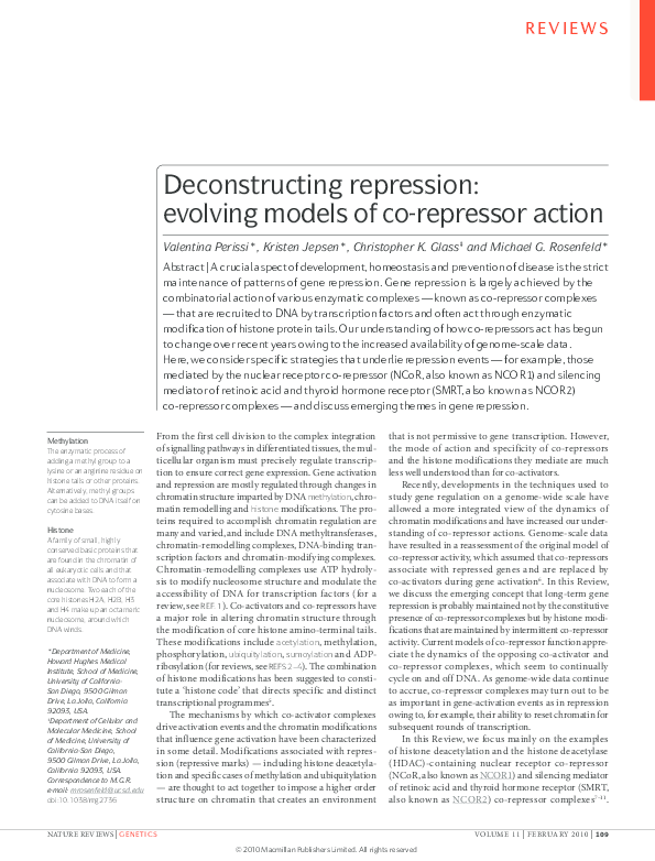 (PDF) Deconstructing repression: evolving models of co-repressor action