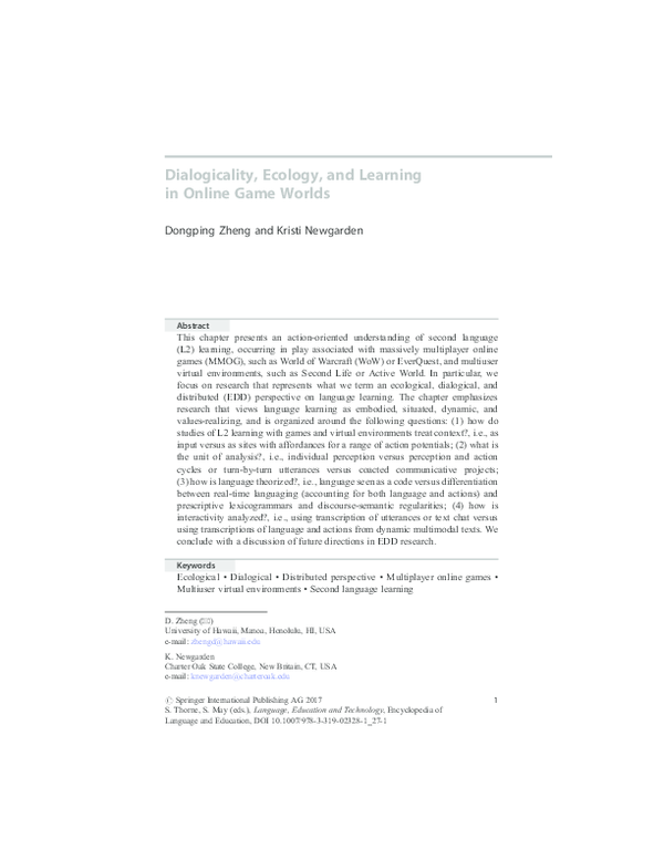 (PDF) Zheng, D., Newgarden, K. (2017). Dialogicality, ecology, and ...