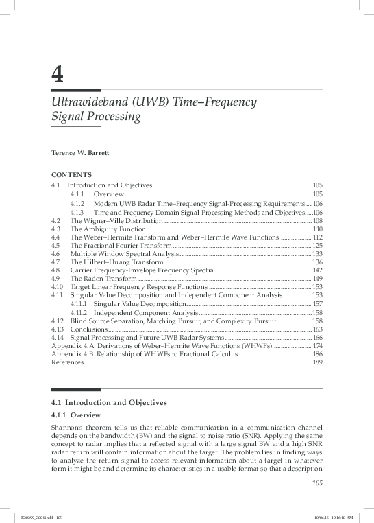 (PDF) 4 Ultrawideband (UWB) Time–Frequency Signal Processing