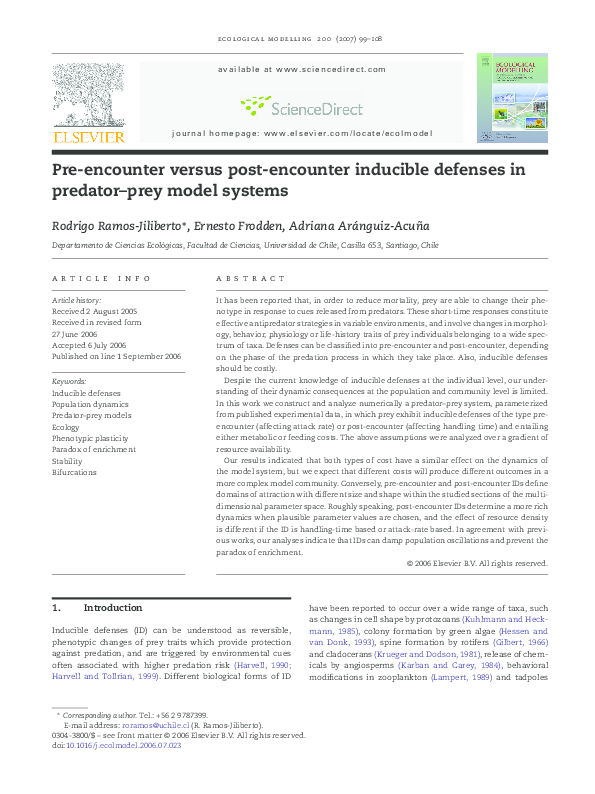 (PDF) Pre-encounter versus post-encounter inducible defenses in ...