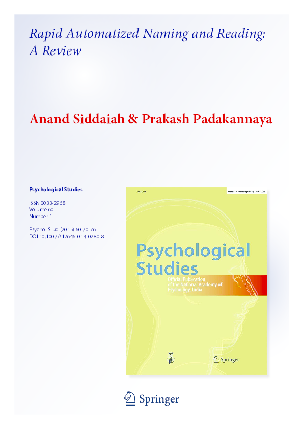 Rapid Automatized Naming and Reading: A Review