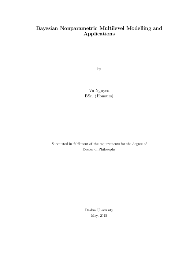 (PDF) Bayesian Nonparametric Multilevel Modelling and Applications