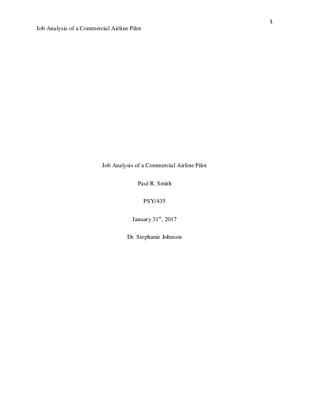 (DOC) Job Analysis of a Commercial Airline Pilot | Paul Smith ...