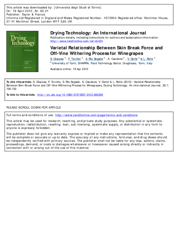 (PDF) Varietal Relationship Between Skin Break Force and Off-Vine ...
