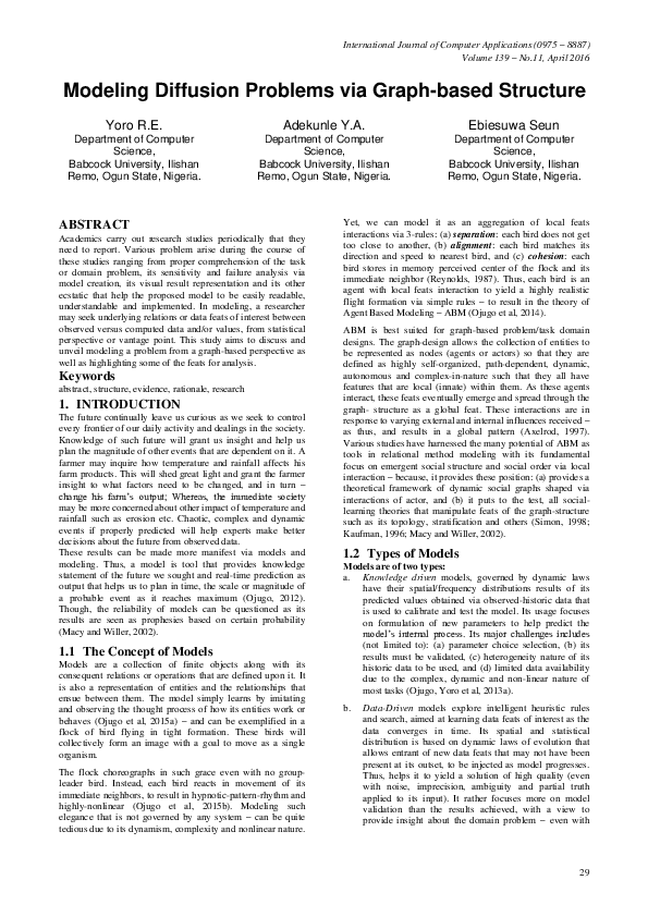 (PDF) Modeling Diffusion Problems via Graph-based Structure