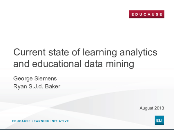 (PDF) Current state of learning analytics and educational data mining