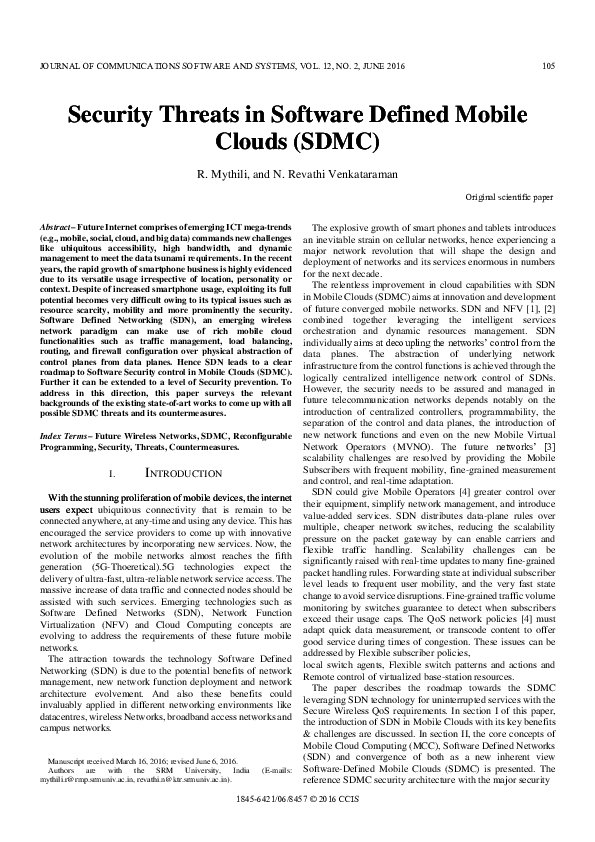 (PDF) Security Threats in Software Defined Mobile Clouds (SDMC
