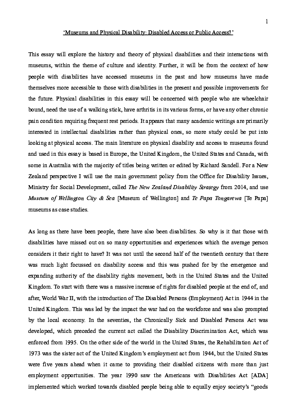 (PDF) ‘Museums and Physical Disability- Disabled Access or Public Access?’