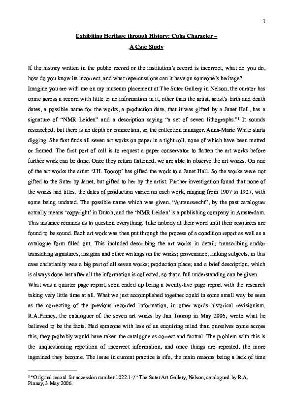 (PDF) Exhibiting Heritage through History: Cuba Character – A Case Study