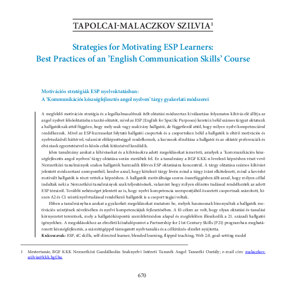 (PDF) Strategies for Motivating ESP Learners: Best Practices of an 'English Communication Skills ...