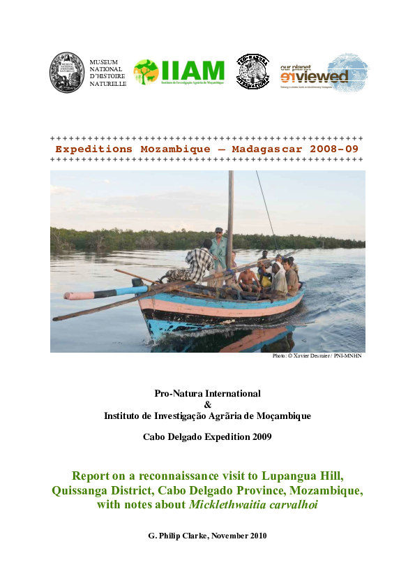 (PDF) Report on a reconnaissance visit to Lupangua Hill, Quissanga ...