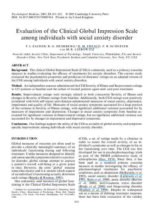 (PDF) Evaluation of the Clinical Global Impression Scale among ...