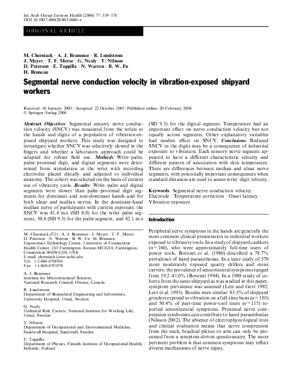 (PDF) Segmental nerve conduction velocity in vibration-exposed shipyard ...